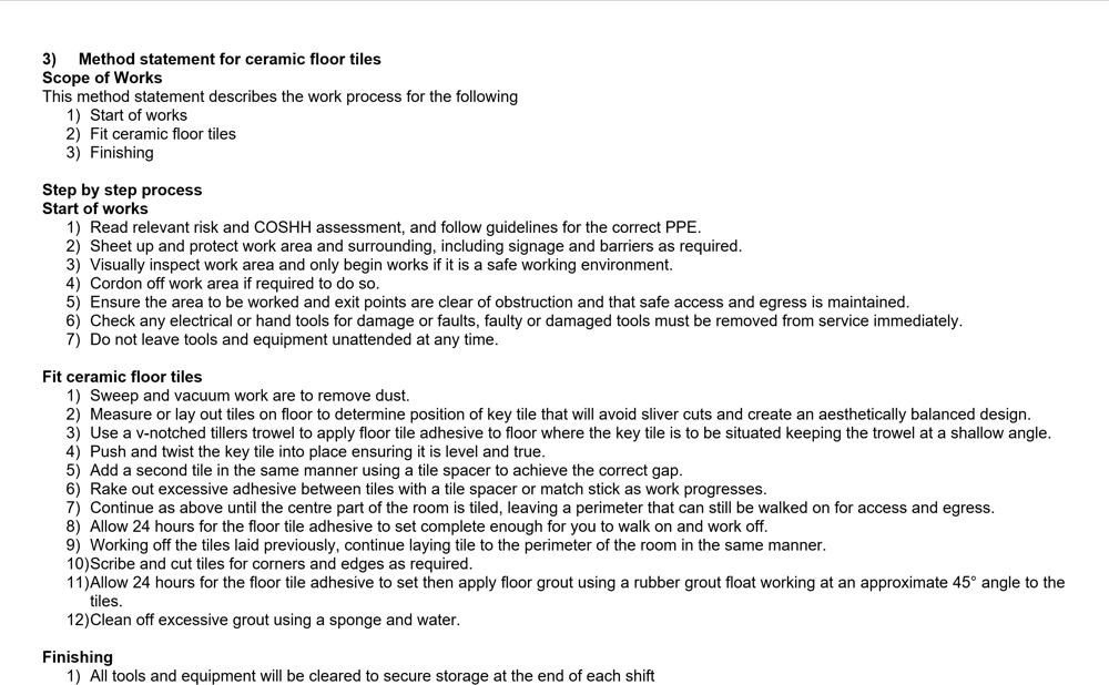 Ceramic Tilers Health and Safety Documents Pack| HSEDocs