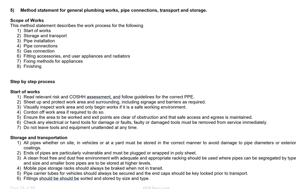 M&E Health and Safety RAMS Documents | HSEDocs | Download now