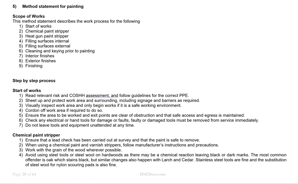 Painter and Decorator Health and Safety Documents | HSEDocs