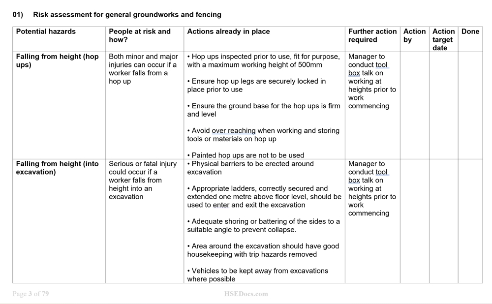 Groundworks health Health and Safety Documents| HSEDocs
